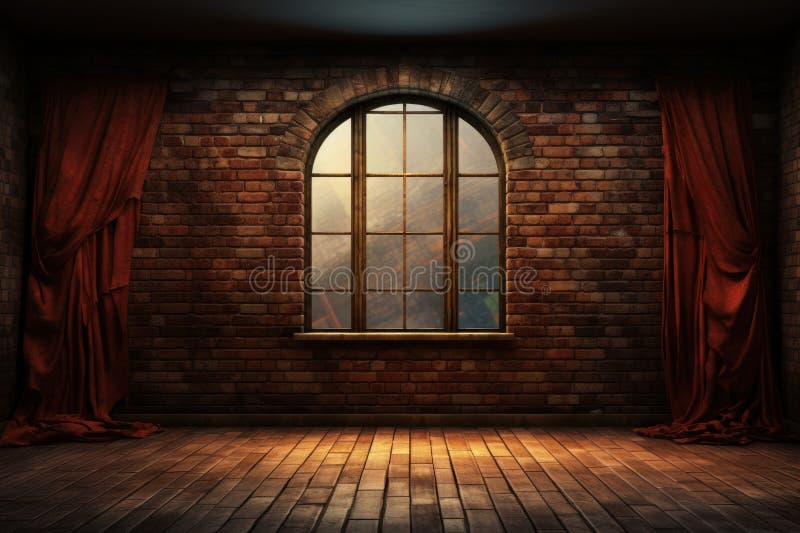 Backdrop of a Brick Wall with Window and Door Facing Outwards ...