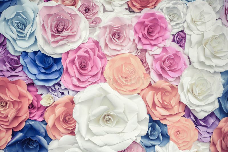 Backdrop of Colorful Paper Roses Background in a Wedding Stock Photo ...