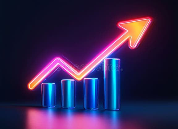 With a Backdrop of Dynamic Data Visualizations, a Vibrant Neon Arrow ...