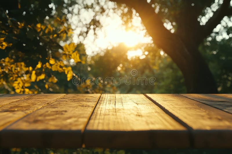 The Backdrop is an Empty Table with a Blurry Autumn Bokeh in the ...