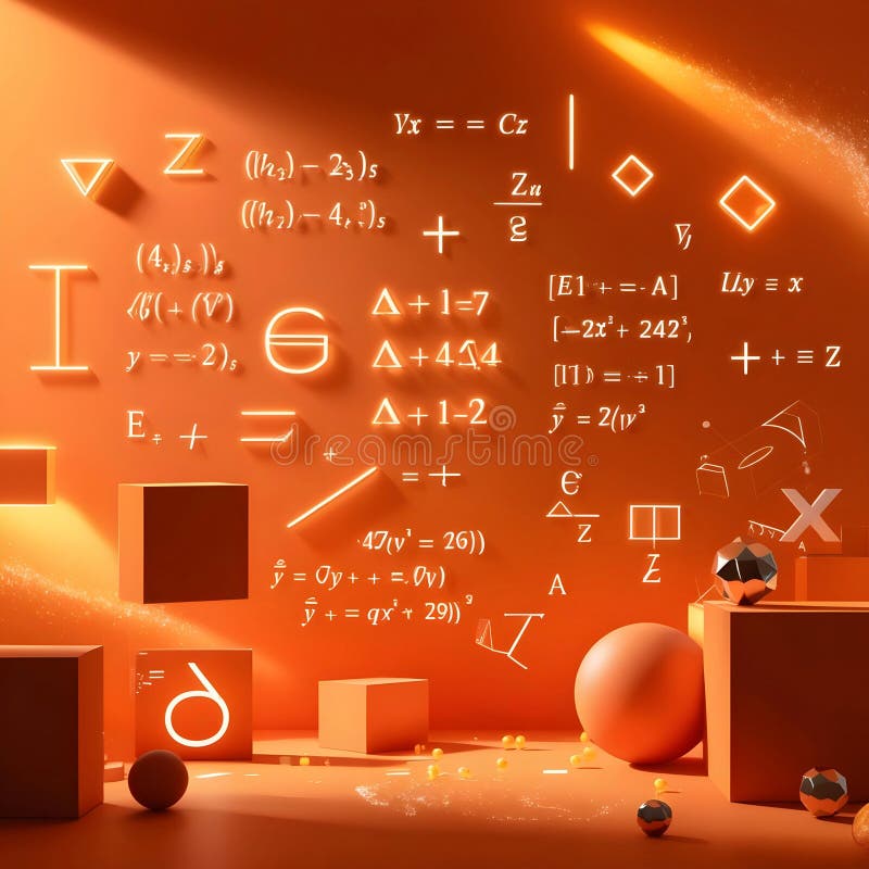 The Backdrop Features Glowing Mathematical Formulas Stock Illustration ...