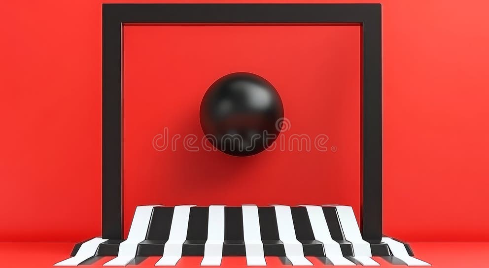 The Backdrop Features Red, Black, and White Stripes, Accompanied by a ...