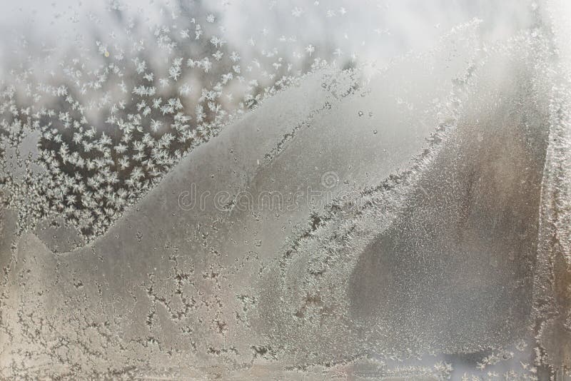 Backdrop of Ice, Frozen Window Covered with Frost, Blue Abstract ...