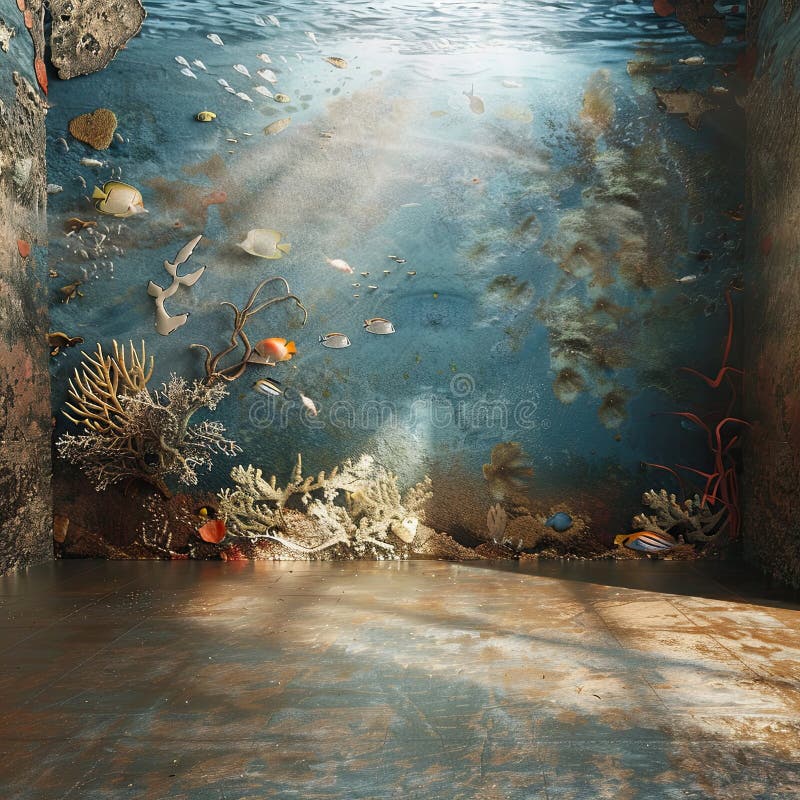 Backdrop on a Marine Background with Natural Ocean Elements, Shells ...