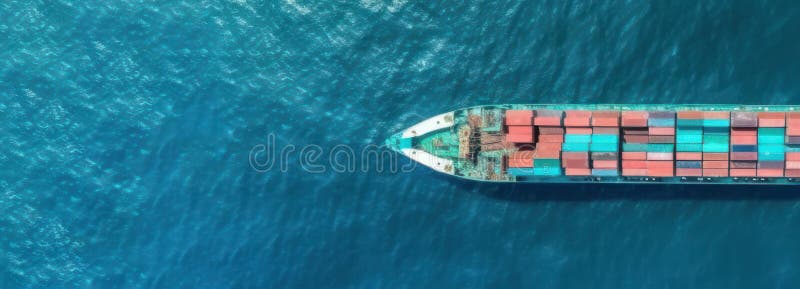 Backdrop of Ocean, Drone View of Container Cargo Ship, Global Commerce ...