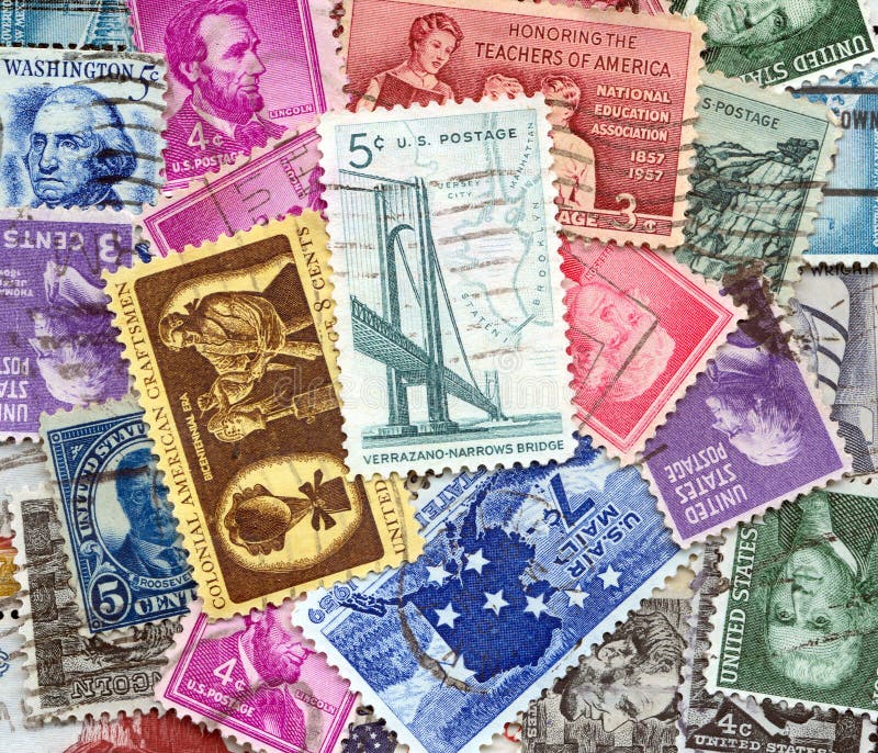 Backdrop of Old U.S. Postage Stamps Editorial Photography - Image of ...