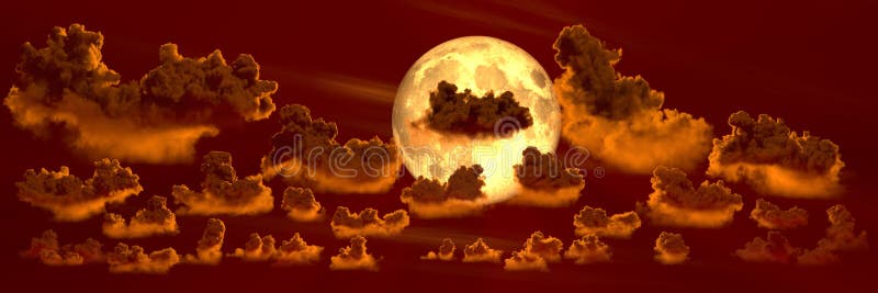 Backdrop - Panoramic Big Clouds and Moon . Creative Nature 3D ...