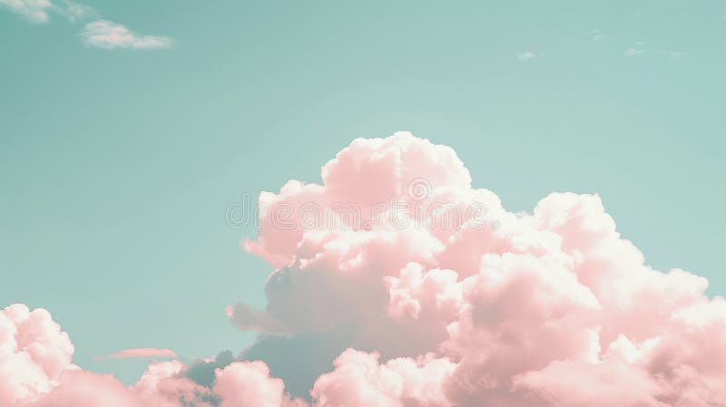 Backdrop of Pastel Colored Clouds a Cloudy Sky with a Single Pink Cloud Stock Illustration ...