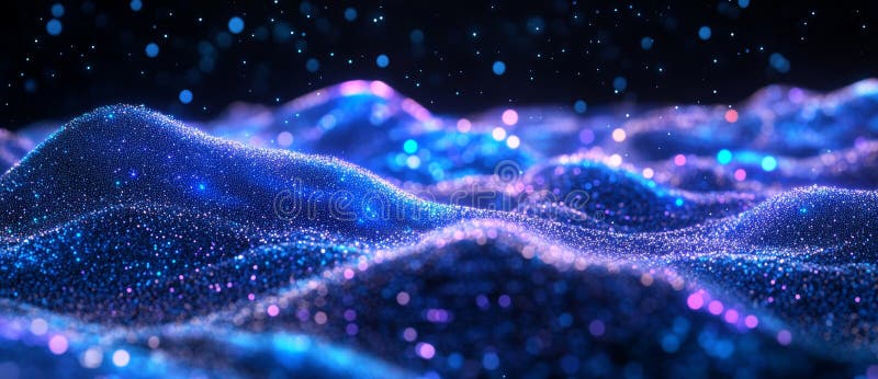 Backdrop of Pink, Purple, and Blue Particles with Wavy Lines Stock ...