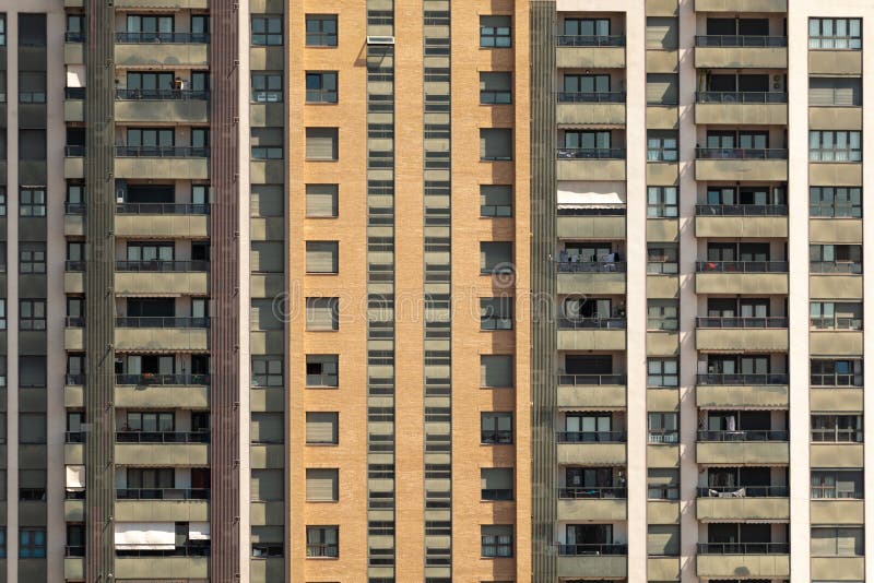 Backdrop of Residential Building Facade with Windows and Balconies ...