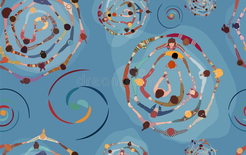 Background Seamless Pattern Group of Diverse People in a Circle from ...