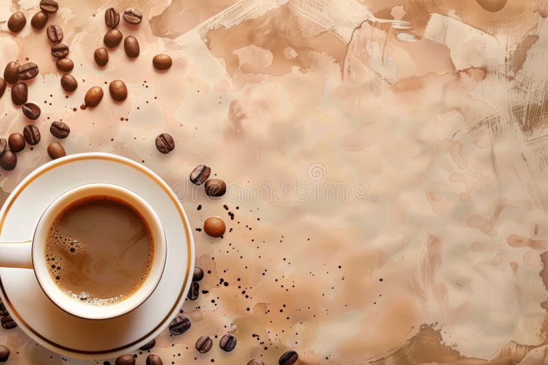 A Cozy Coffee-themed Backdrop Perfect for Text Overlay Featuring a Cup ...