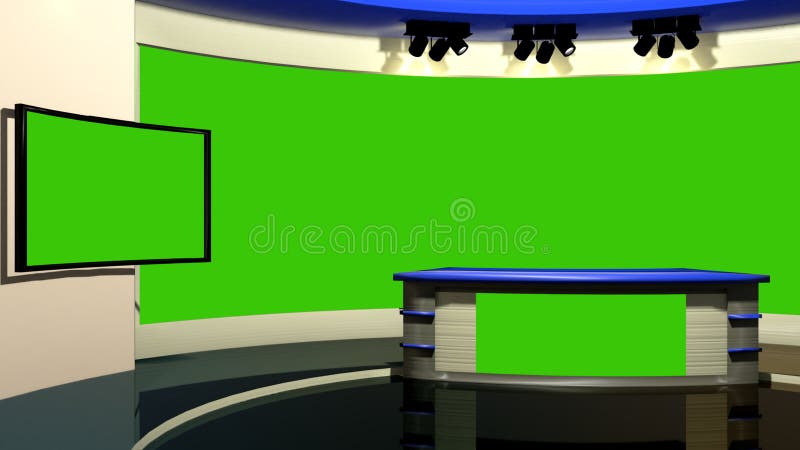 Backdrop for TV Shows TV on Wall, Room Empty News Studio and Background ...