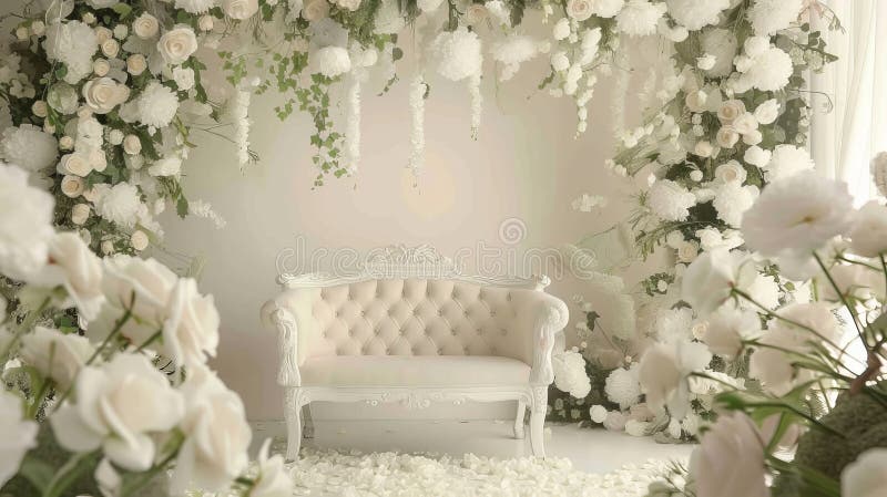 Backdrop of White Roses Flowers Stock Illustration - Illustration of ...
