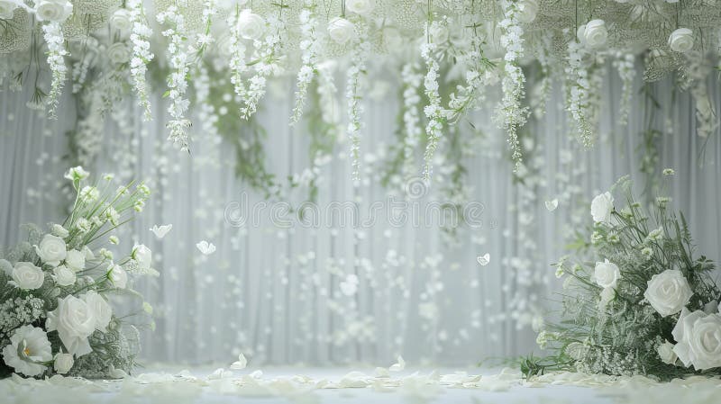 Backdrop of White Roses Flowers Stock Illustration - Illustration of ...