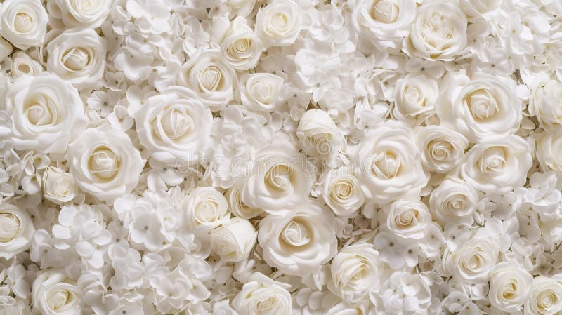 Backdrop of White Roses Flowers Stock Illustration - Illustration of ...