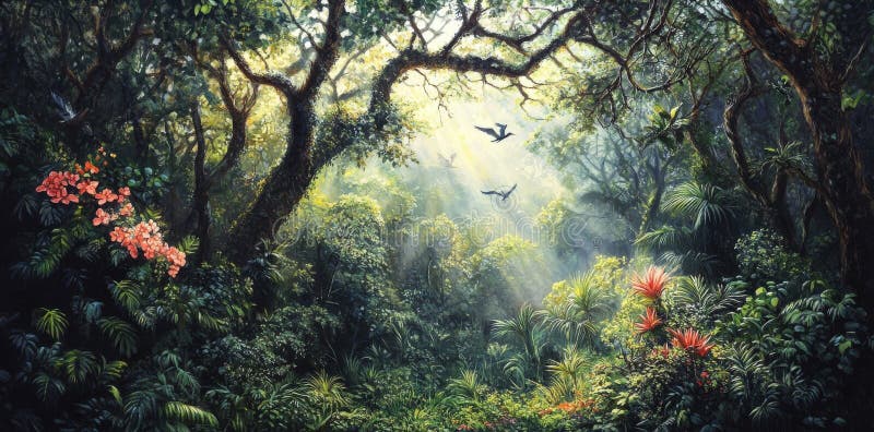 A Backdrop of a Wild, Thick Tropical Forest with a Modern Twist. Stock ...