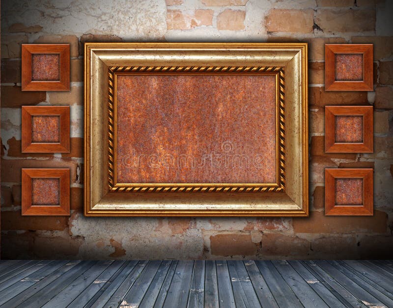 Art Backdrop Wooden Frames on Wall Stock Photo - Image of deco, blank ...