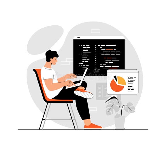 Backend Development Coding and Programming. it Specialist Sit and Write Code on a Laptop for ...