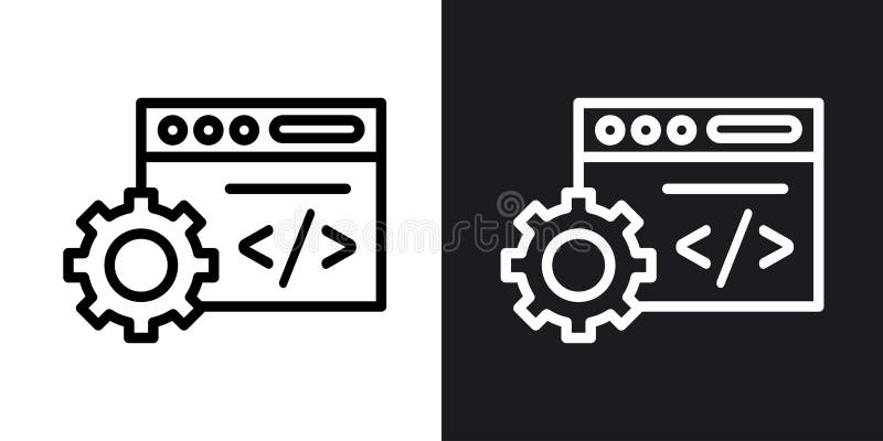 Backend Thin Line Vector Icon Set Stock Vector - Illustration of html ...