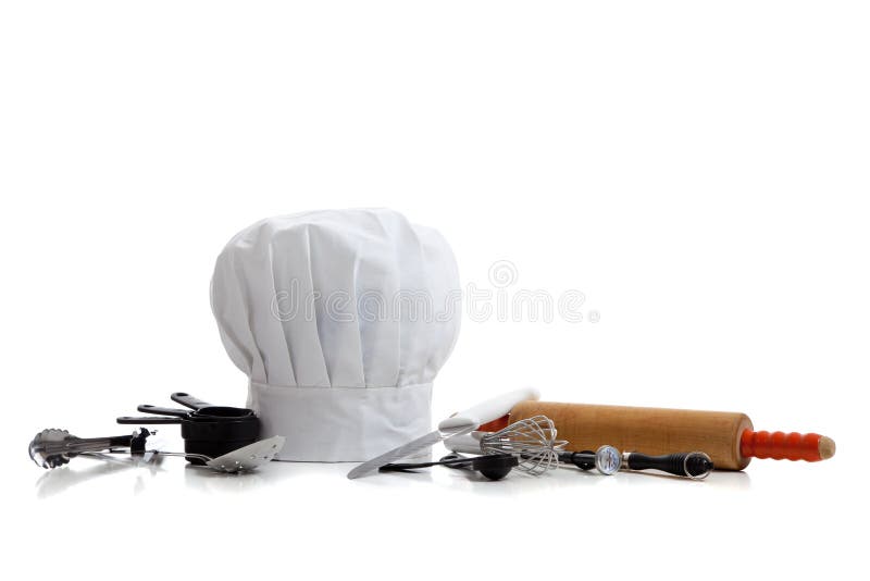 Hut Eines Chefs Mit Dem Kochen Von Knifes Stockbild - Bild von metzger ...
