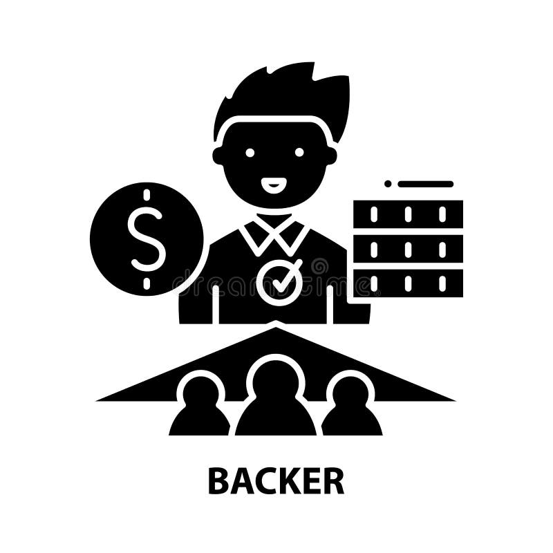 Backer Icon, Black Vector Sign with Editable Strokes, Concept ...