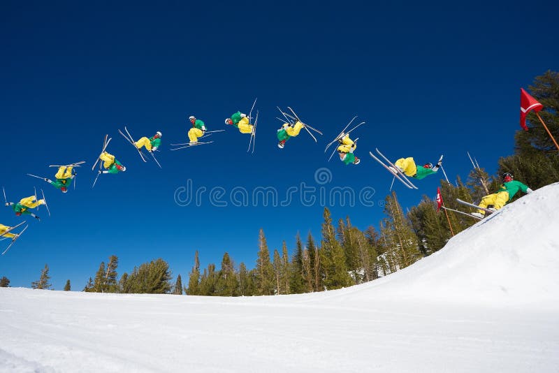 Backflip Sequence of Skier stock image. Image of ride - 9372603