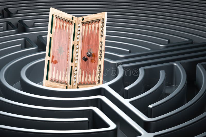 Backgammon, Board Game Inside Labyrinth, Maze. 3D Stock Illustration ...