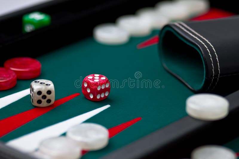 Backgammon Case, Shaker and Dice Stock Photo - Image of white ...