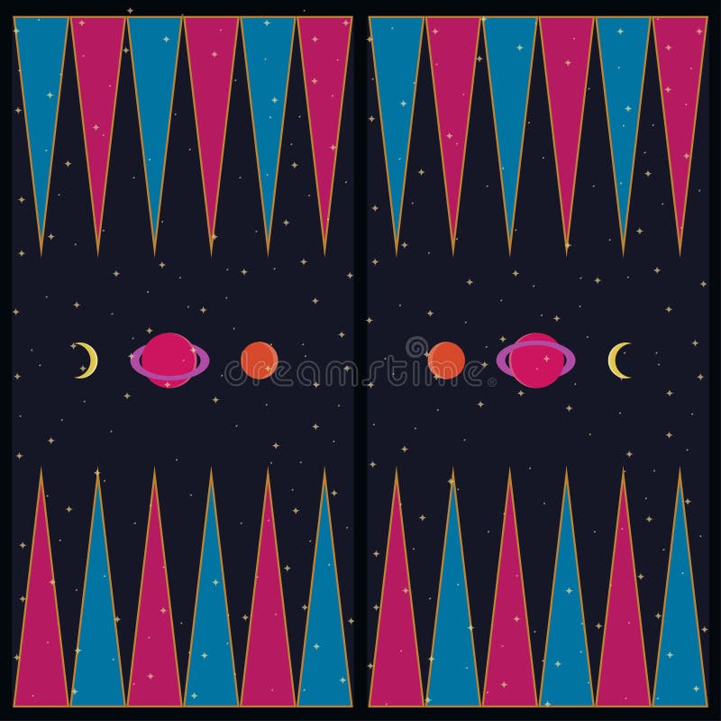 Space Planet Moon Playing Field for Backgammon, Ancient Gambling Dice ...