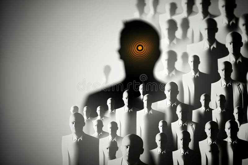 Backgound from Shapes of People with Target One. Concept for Hum Stock ...