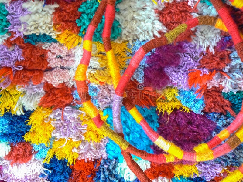 Multicolored Nap Fabric and Cord Twisted with Yarn Stock Image - Image ...