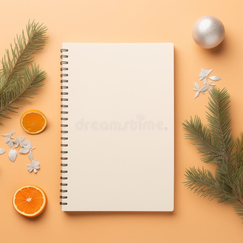 Blank Diary Page Pastel Orange, Christmas, AIgenerated Stock ...
