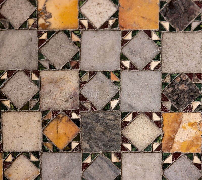 Geometric Square Pattern Decorative Pale Marble Mosaic Floor Detail ...