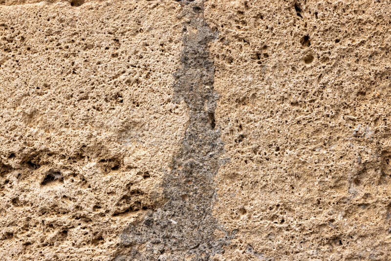 Old Grunge and Weathered Light Warm Hearth Calcareous Tuff Stone Wall ...