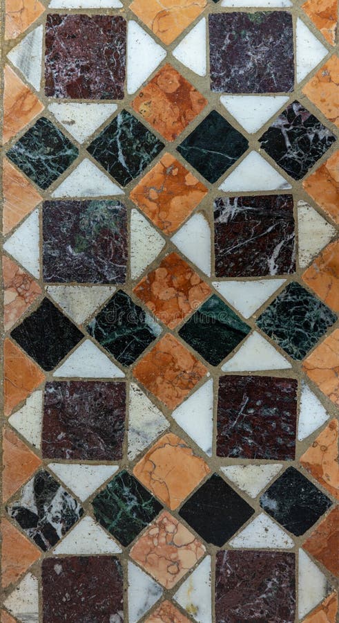 Old and Weathered Multi Earth Toned with Geometrical Patterns Marble ...