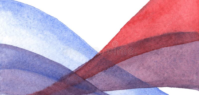 Background Abstract Blue and Red Wave. Hand Painted Watercolor Stock ...