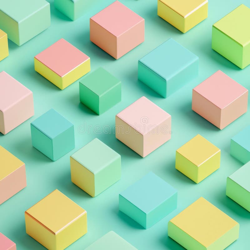 The Background is an Abstract 3D Isometric Cube Pattern with a Pastel ...