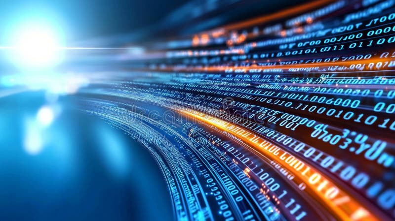 The Background is an Abstract Dark Blue Digital Code. Stock Photo ...