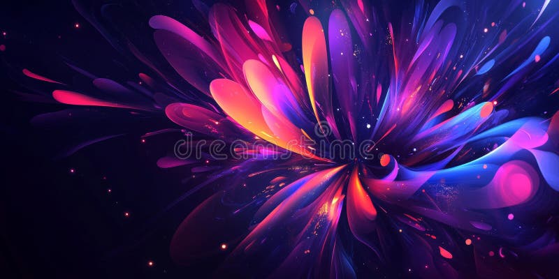 Abstract Neon Fireworks on Dark Background Aspect Ratio 168 Stock ...