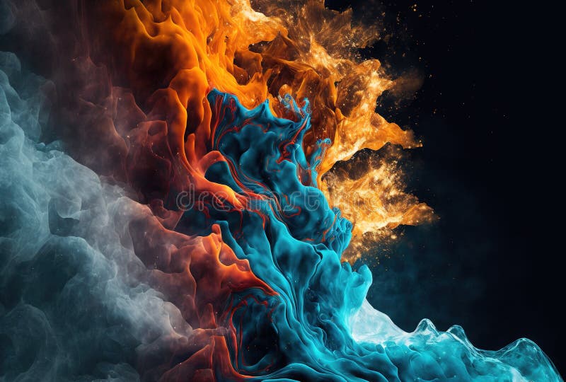 Background Abstract Design Representing Fire and Water Collision. Stock ...