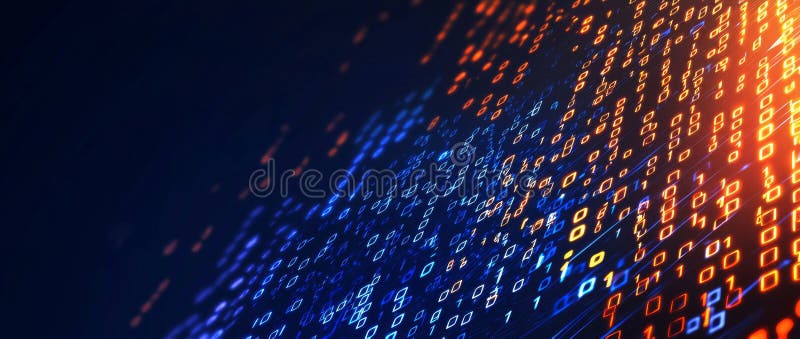 The Background of an Abstract Digital Interface Shows Glowing Orange ...