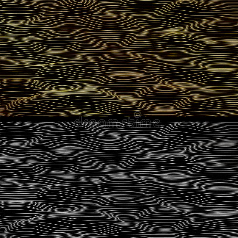 Background with Abstract Gold and Silver Colored Vector Wave Lines ...