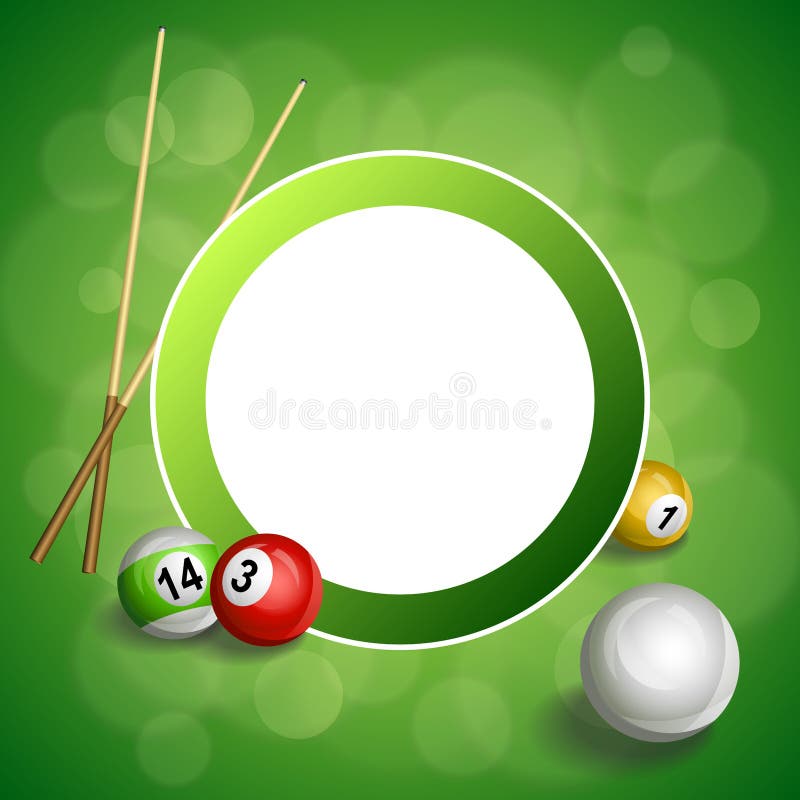 Background Abstract Green Billiard Pool Cue Red Ball Circle Frame ...