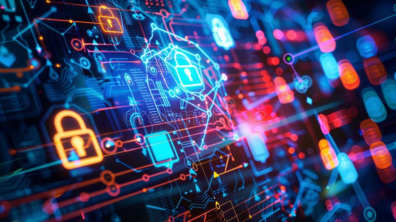 Background: Abstract Image Showing Various Icons. in the Ratio of Cyber ...