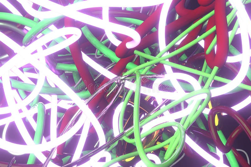 Background Abstract, Messy Colorful String Neon Grow Lights for Design ...