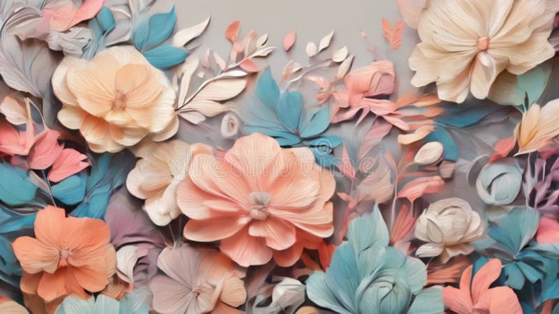 Background with Abstract Pastel Art Flowers, Motion Stock Video - Video ...