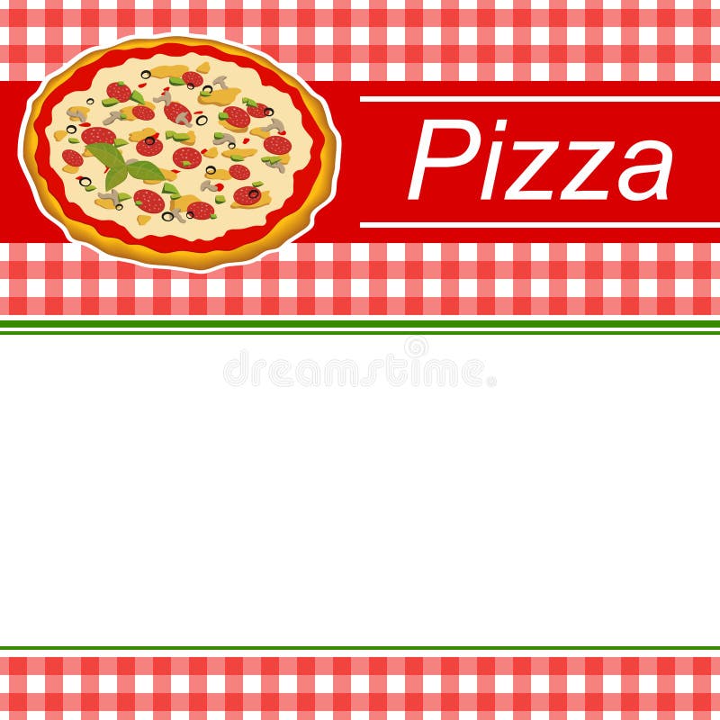Background Abstract Red Menu Pizza Green Stripes Frame Illustration ...