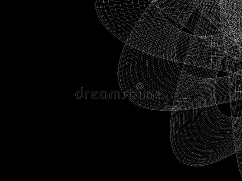 3d Wire-frame Mesh Structure Isolated on Black Stock Illustration ...