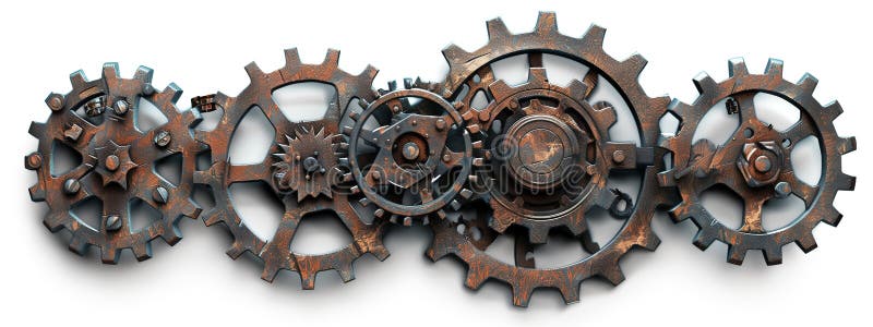 Background with Abstractly-shaped Rusty Cogwheels, Their Intricate ...